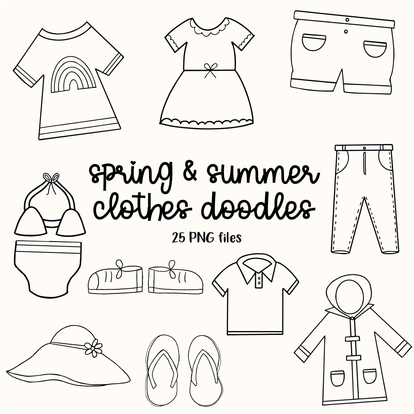 Spring Summer Clothing Clipart Bundle, Spring Clipart, Flip Flops ...
