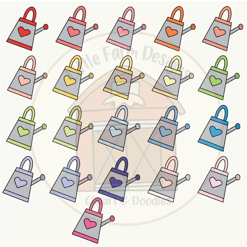Watering Cans Clipart, Gardening Clipart, Rainbow Colors Clipart ...