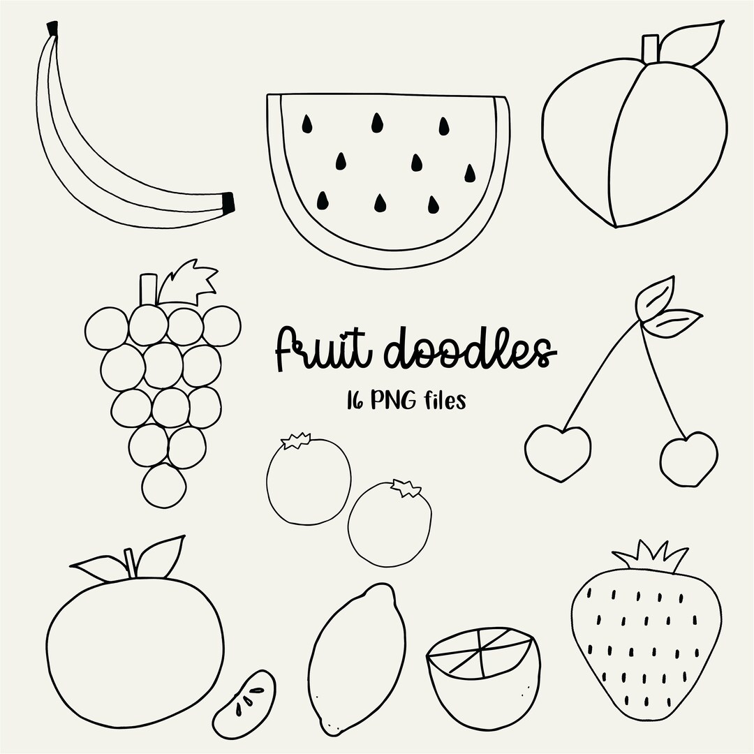 Fruit Doodles Fruit Digital Stamps Fruits Clipart Fruits - Etsy