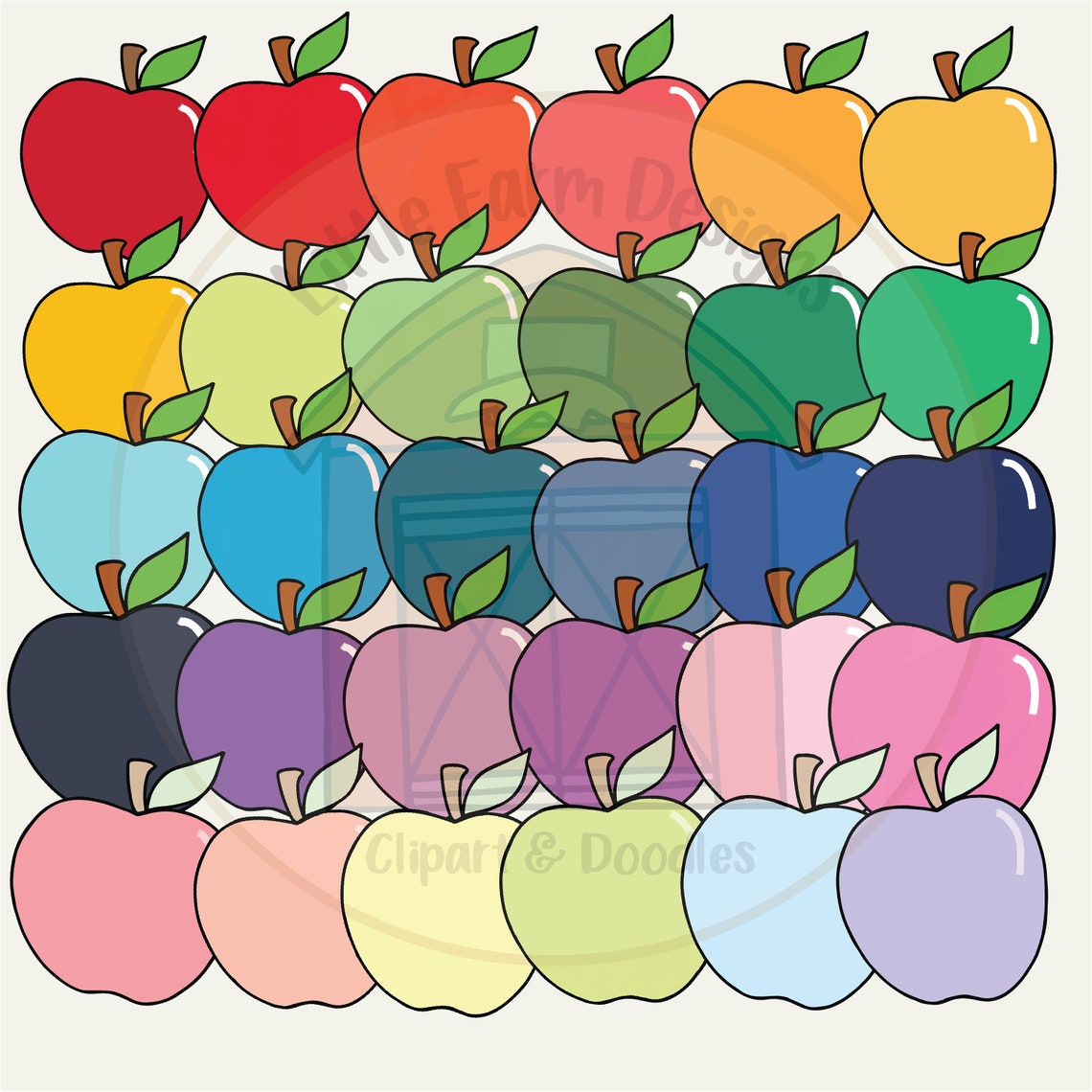 Rainbow Apples Clipart, Fruit Clipart, Clipart for Teachers, Clipart ...