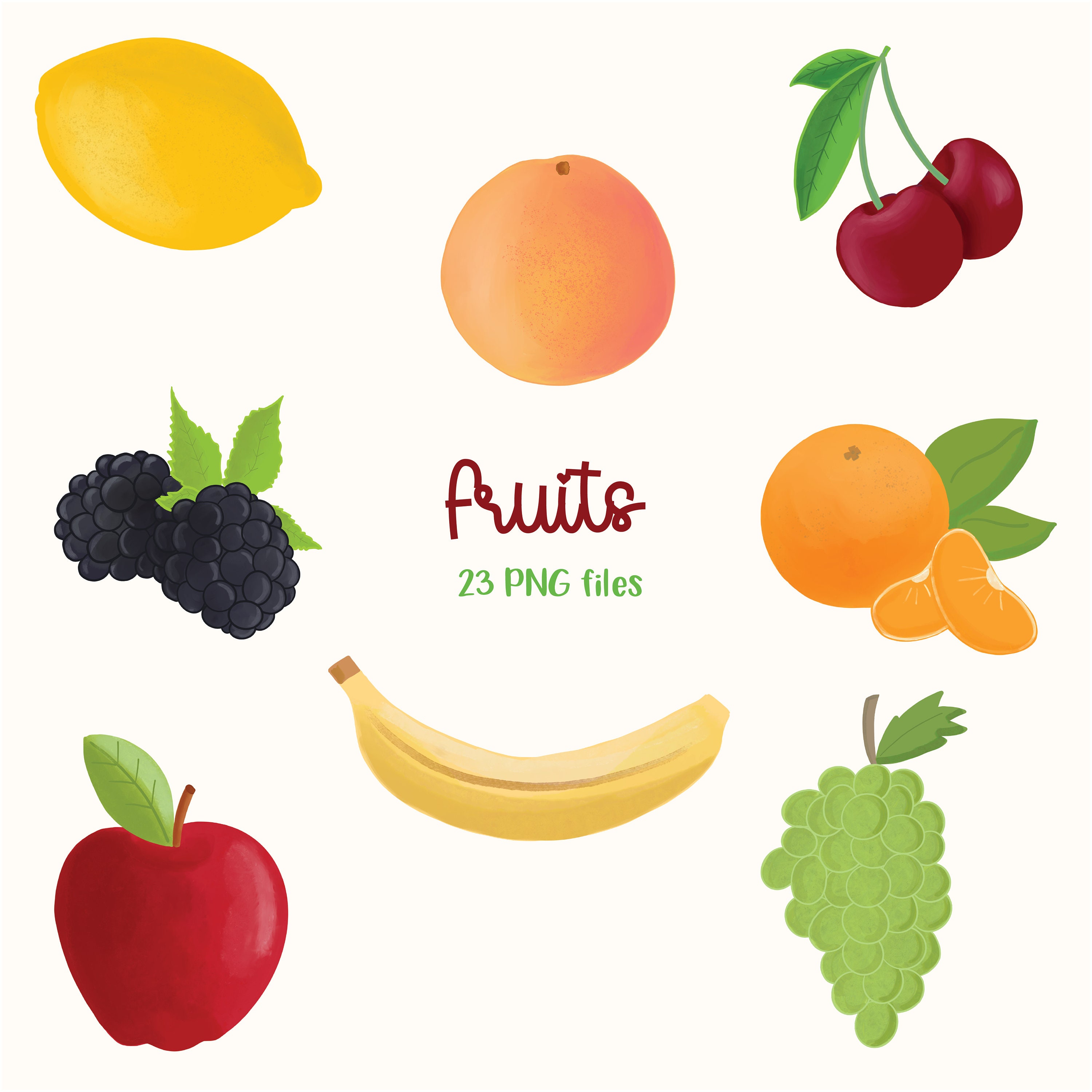 Fruit Clipart, Fruit PNG, Apple Clipart, Berries Clipart, Watermelon ...