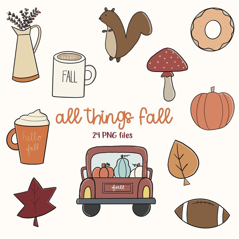Fall Clipart Autumn Clip Art Fall PNG Fall Decor Graphics - Etsy