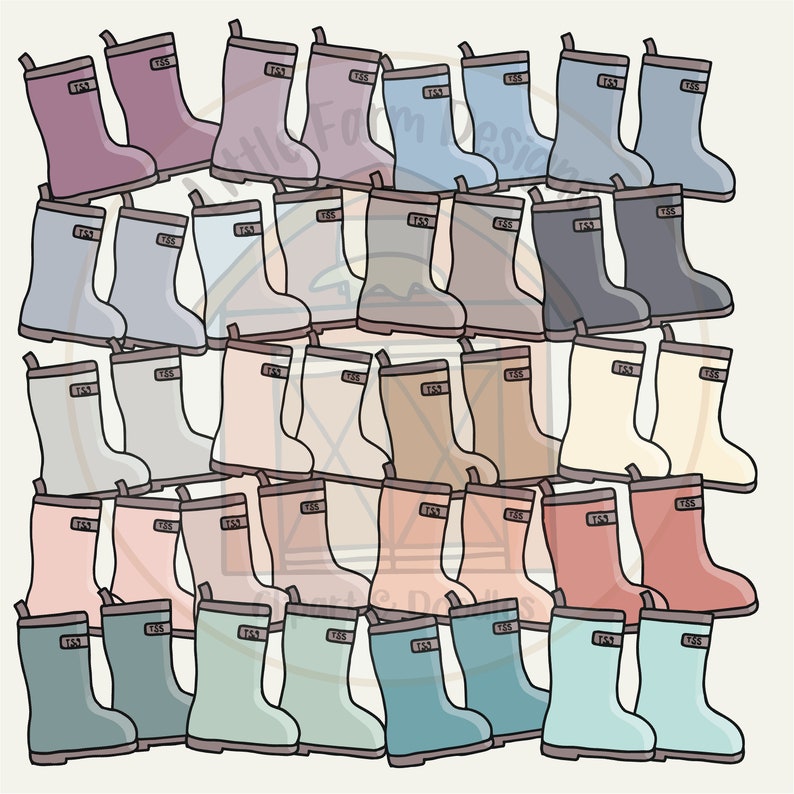 Rain Boots Clipart, Neutral Colors Rain Boots, Rain Boots Graphics ...