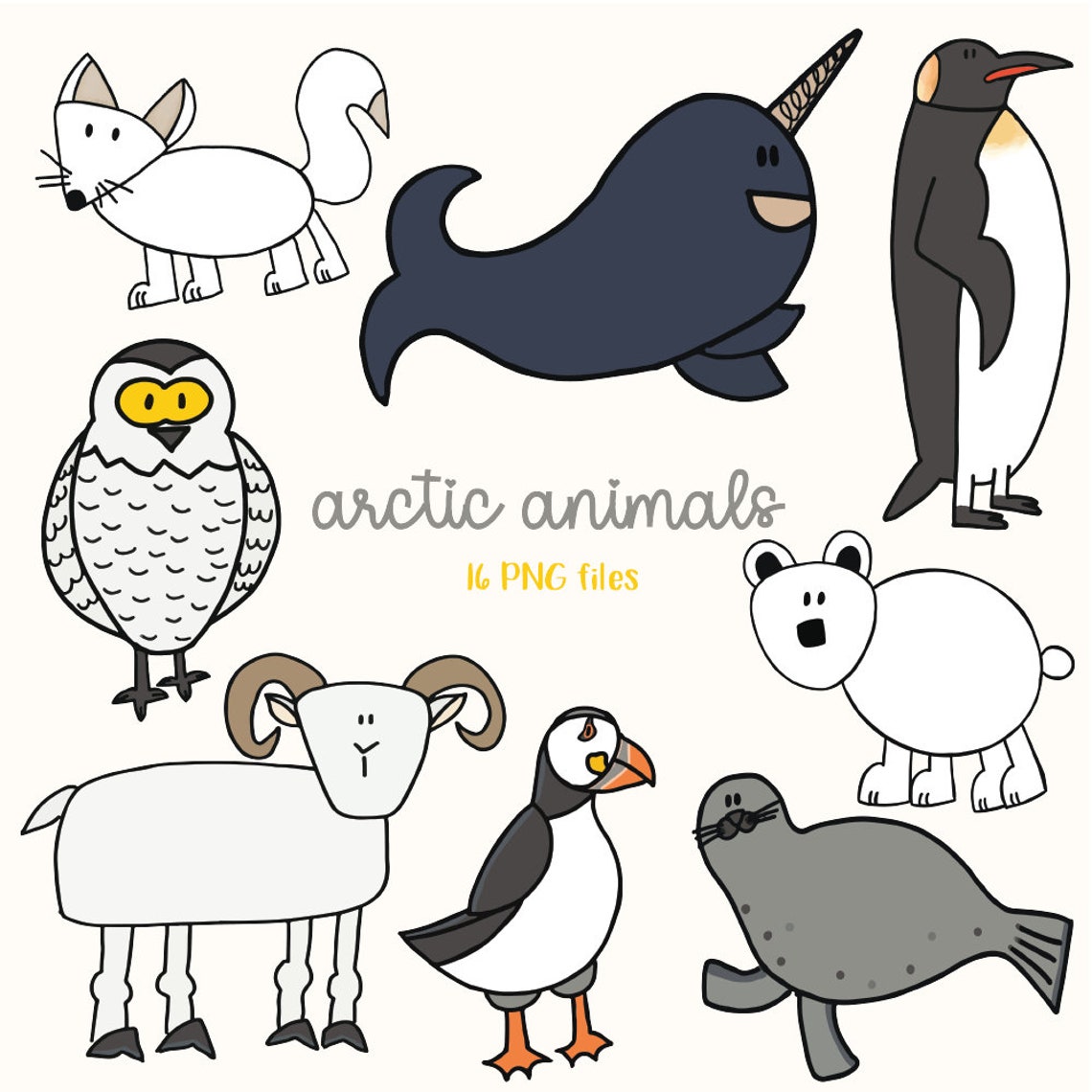 Arctic Animals Clipart, Polar Animal Clipart, Winter Animals Clipart ...
