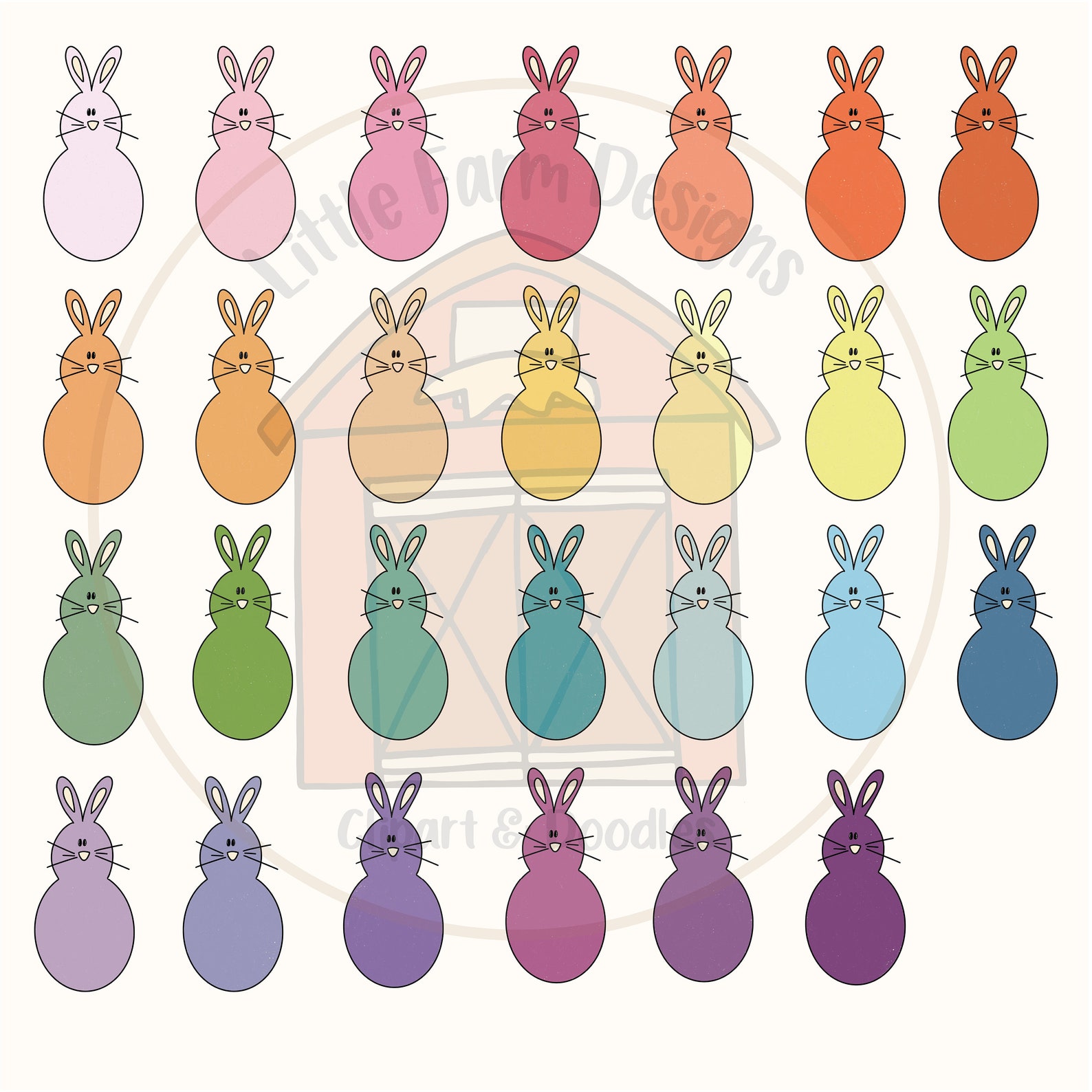 Easter Rainbow Rabbits Clipart, Rainbow Front Bunnies, Spring Clipart ...