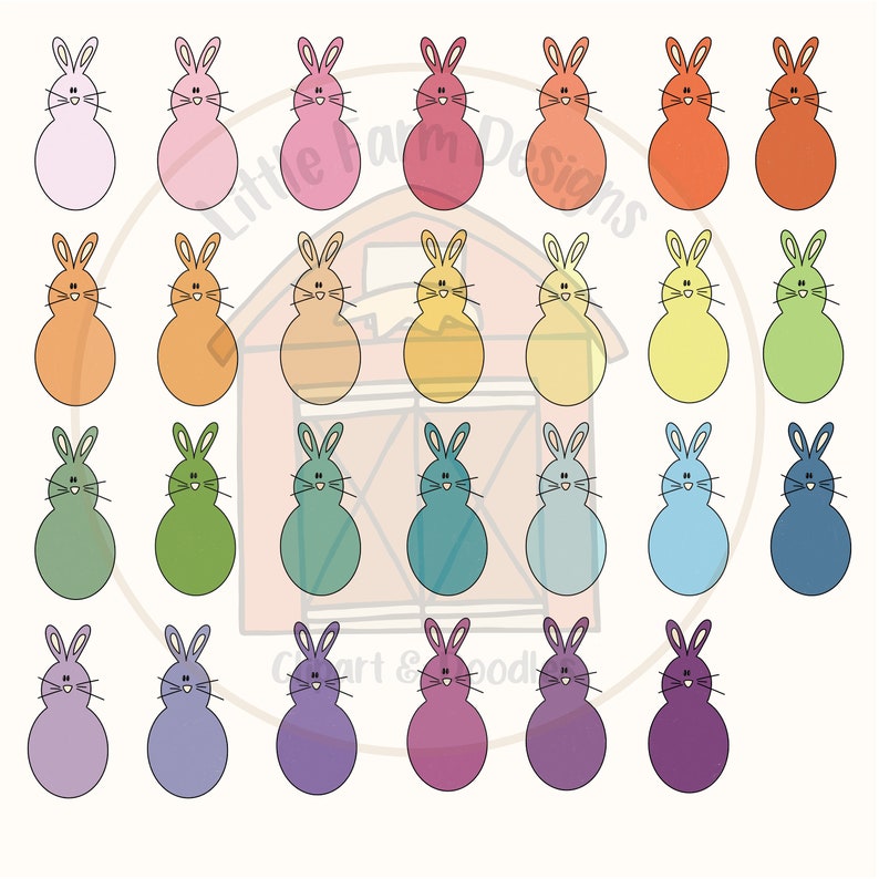 Easter Rainbow Rabbits Clipart, Rainbow Front Bunnies, Spring Clipart ...