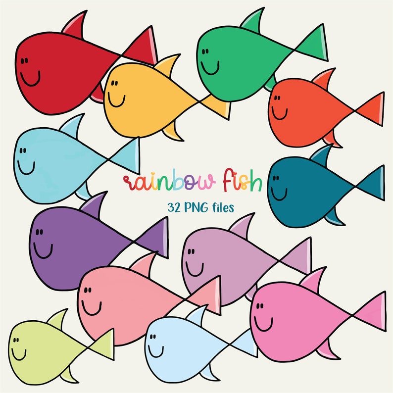 Fish Clipart Rainbow Colors Fish Sea Animals Clipart | Etsy