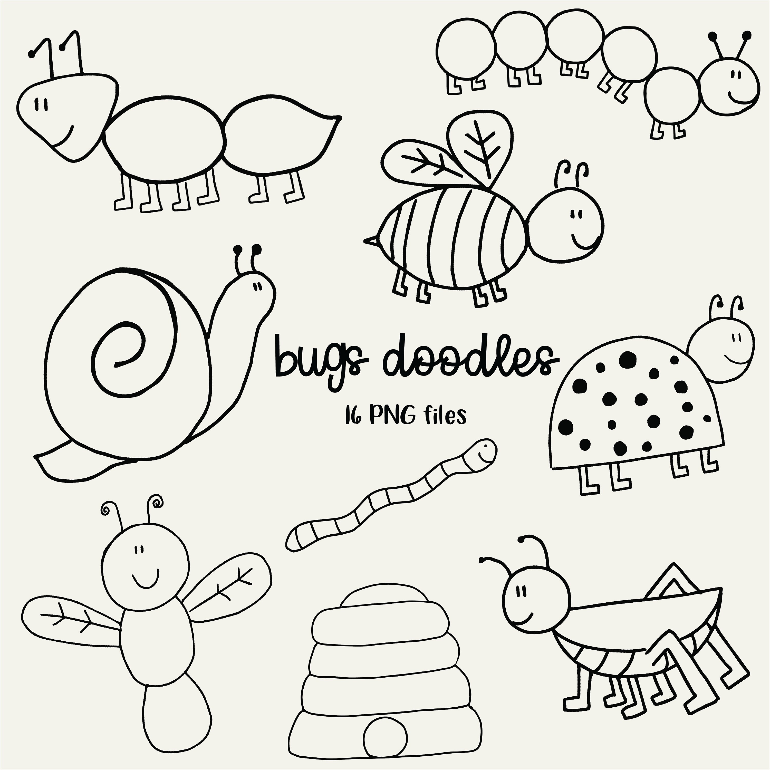 Bugs Digital Stamps - Bugs Black and White - Bugs Printables - Insects ...