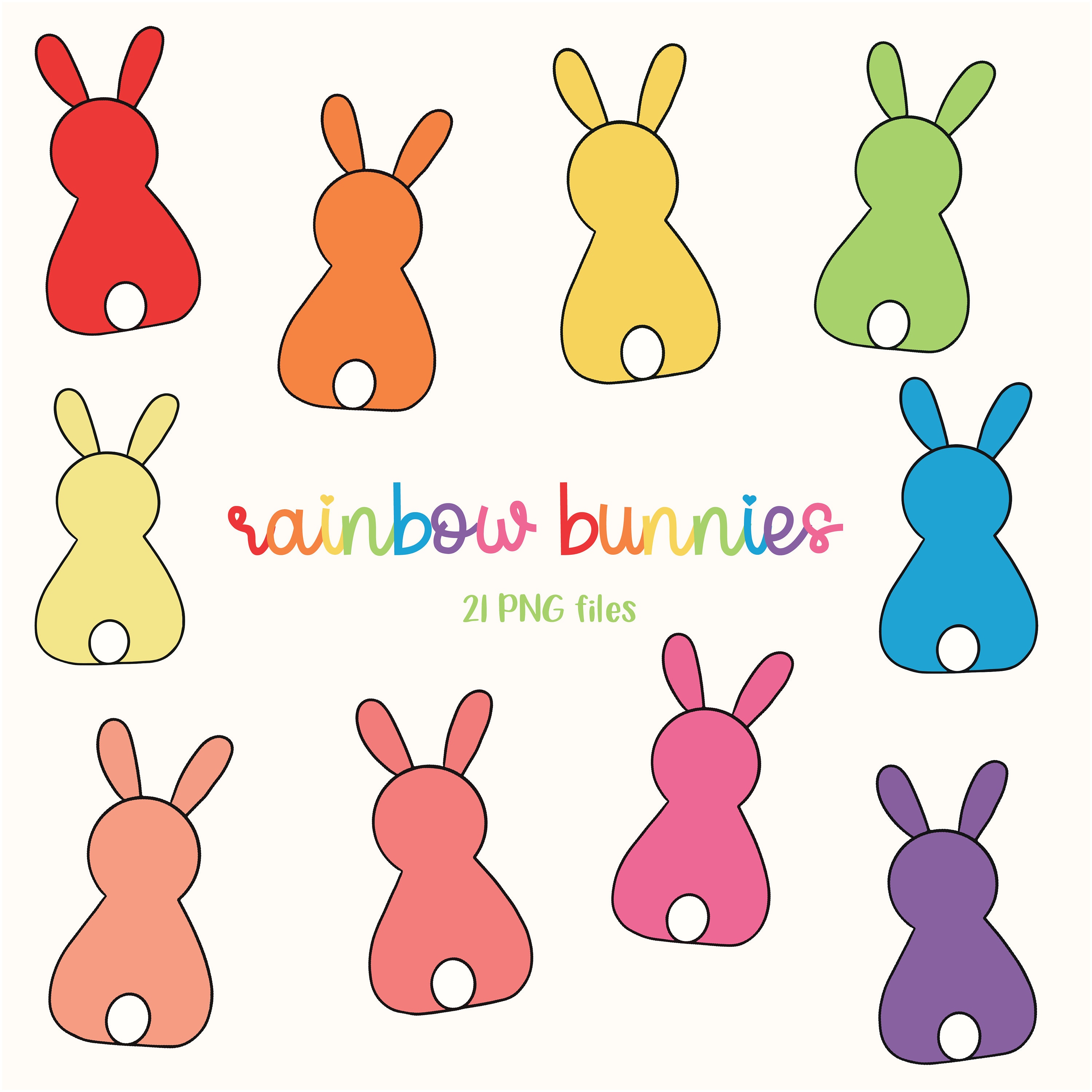 Easter Bunnies Clipart, Rainbow Bunnies, Spring Clipart, Rabbits ...
