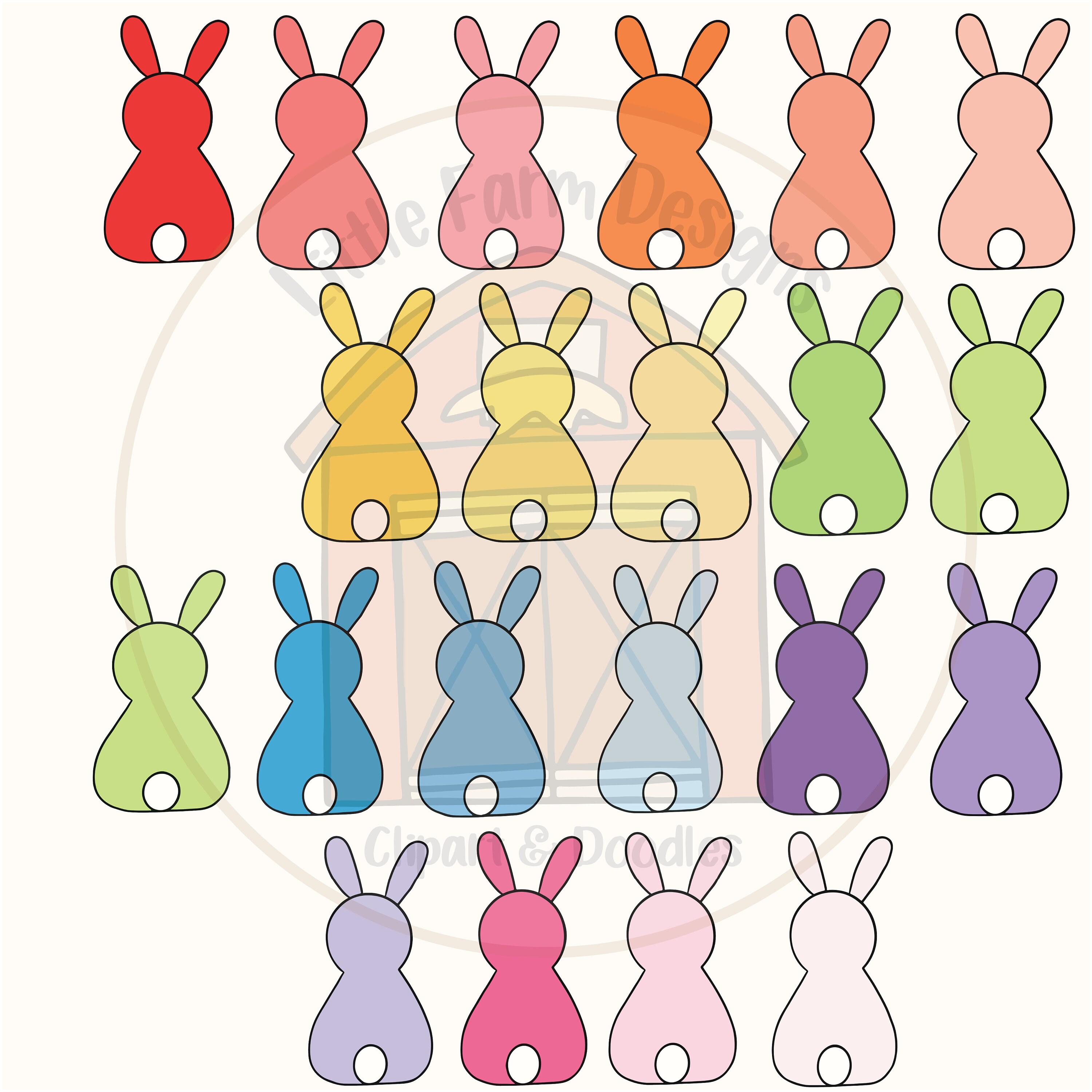 Easter Bunnies Clipart, Rainbow Bunnies, Spring Clipart, Rabbits ...
