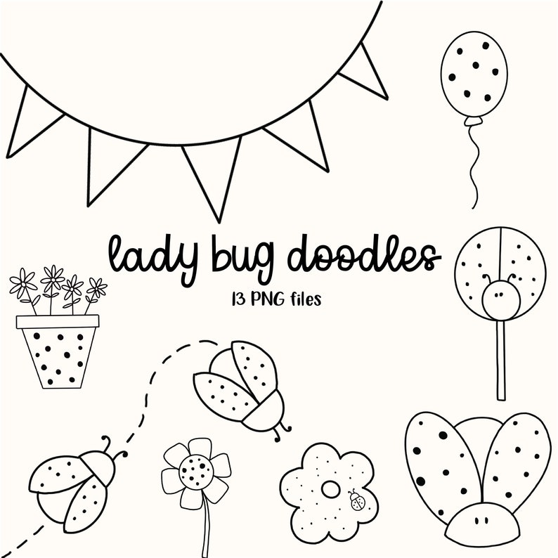 Ladybug Stamps, Ladybug Doodles, Spring Stamps, Spring Doodles, Insects ...