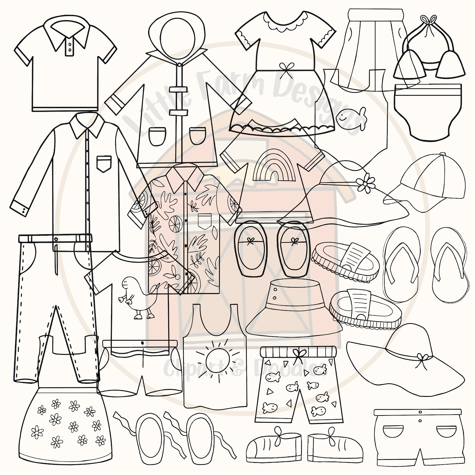 Spring Summer Clothing Clipart Bundle, Spring Clipart, Flip Flops ...