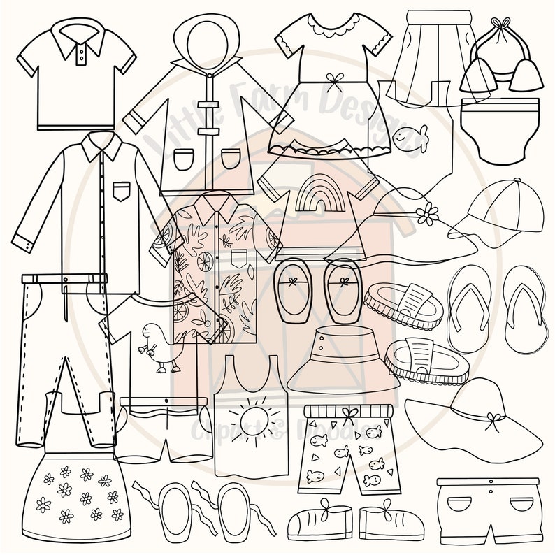 Spring Summer Clothing Clipart Bundle, Spring Clipart, Flip Flops ...