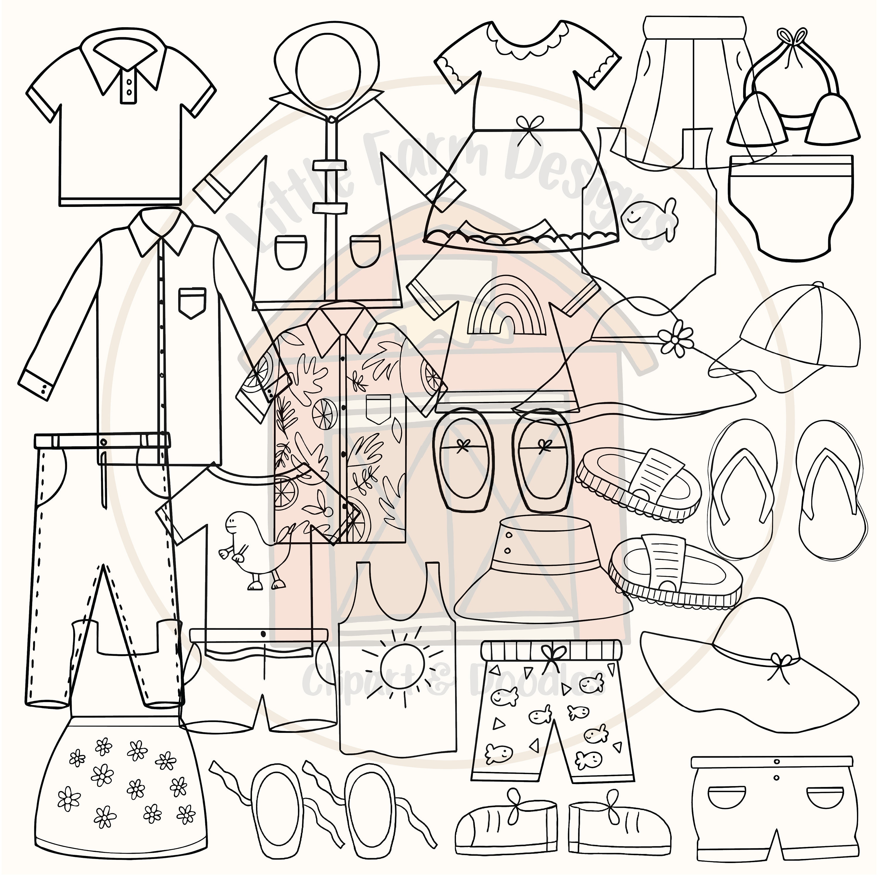 Spring Summer Clothing Clipart Bundle, Spring Clipart, Flip Flops ...