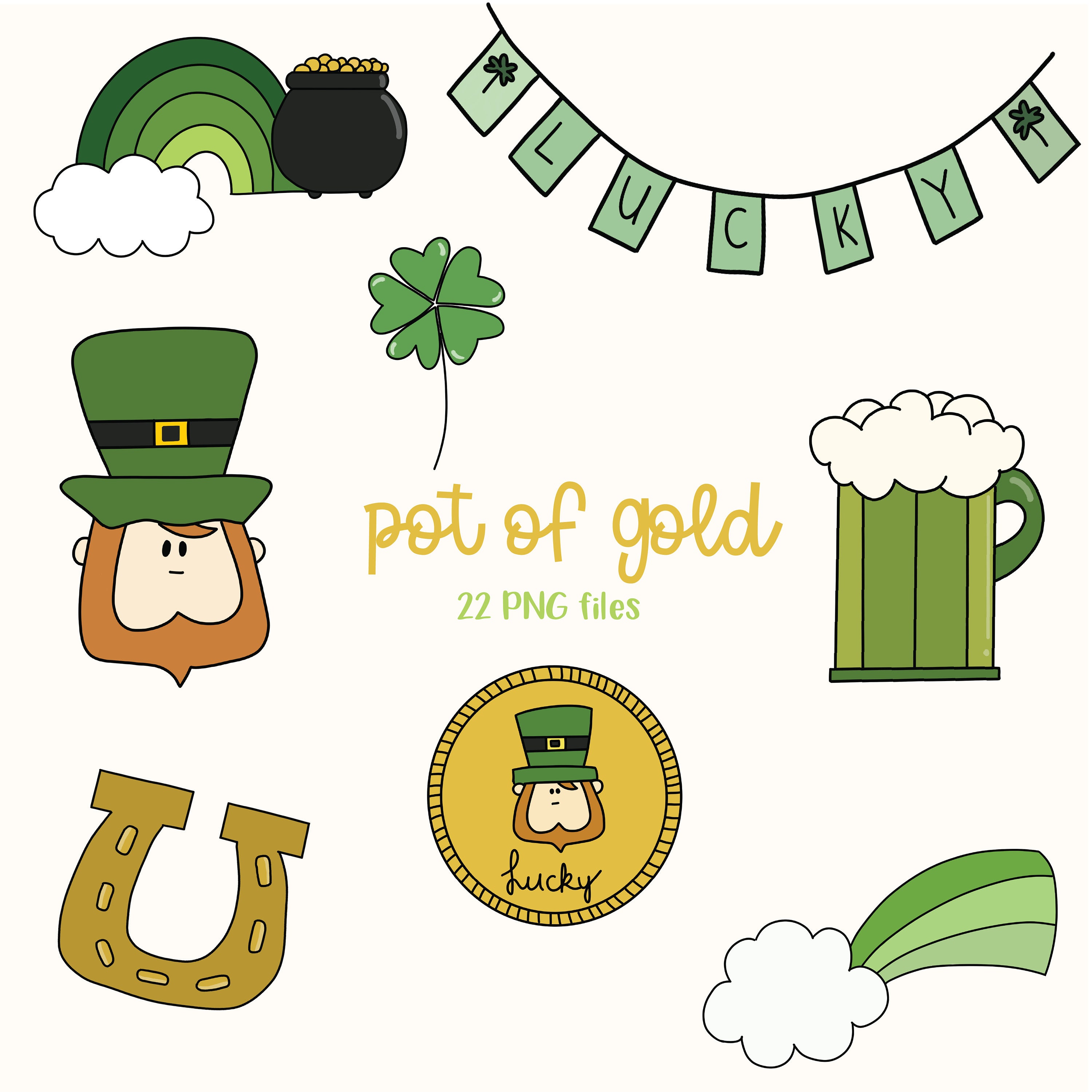 St. Patrick's Day Clipart, Pot of Gold Clipart, St. Patrick's Rainbows ...