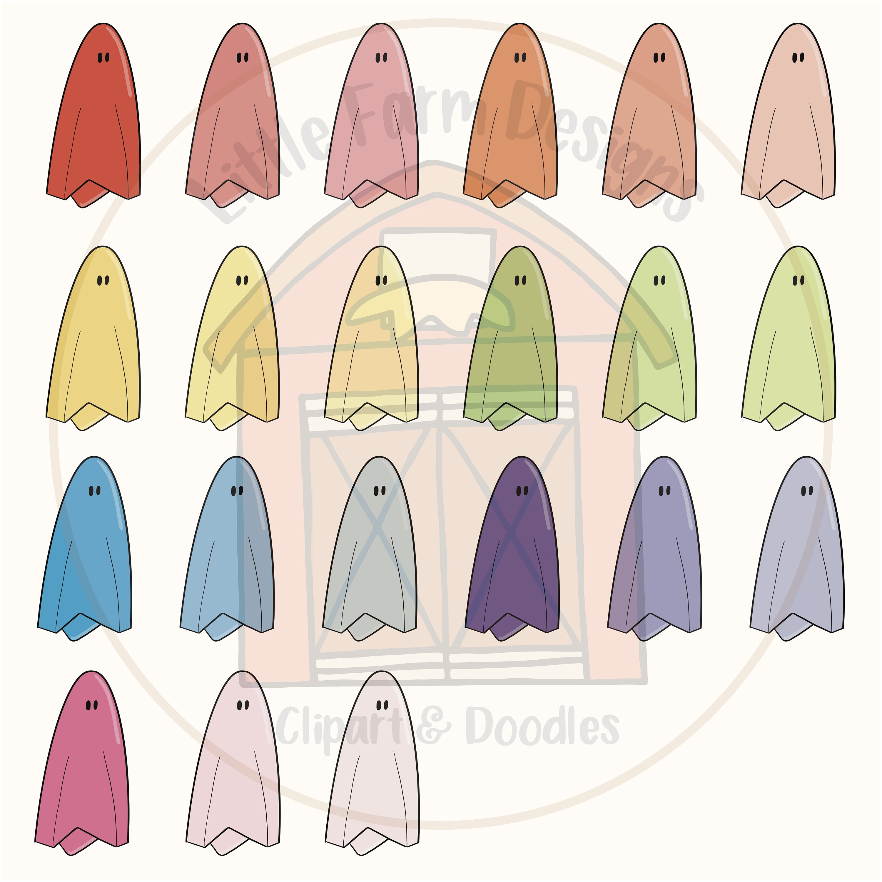 Rainbow Ghosts Clipart, Halloween Graphics, Ghosts PNG, Halloween PNG ...