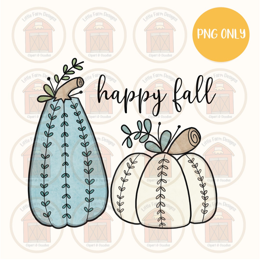Farmhouse Pumpkin PNG, Happy Fall PNG, Farmhouse Clipart, Teal Pumpkin ...