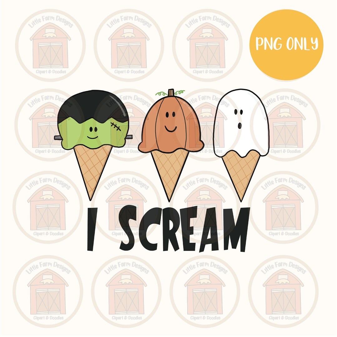 Cute Halloween PNG I Scream PNG Hand Drawn Sublimation PNG - Etsy