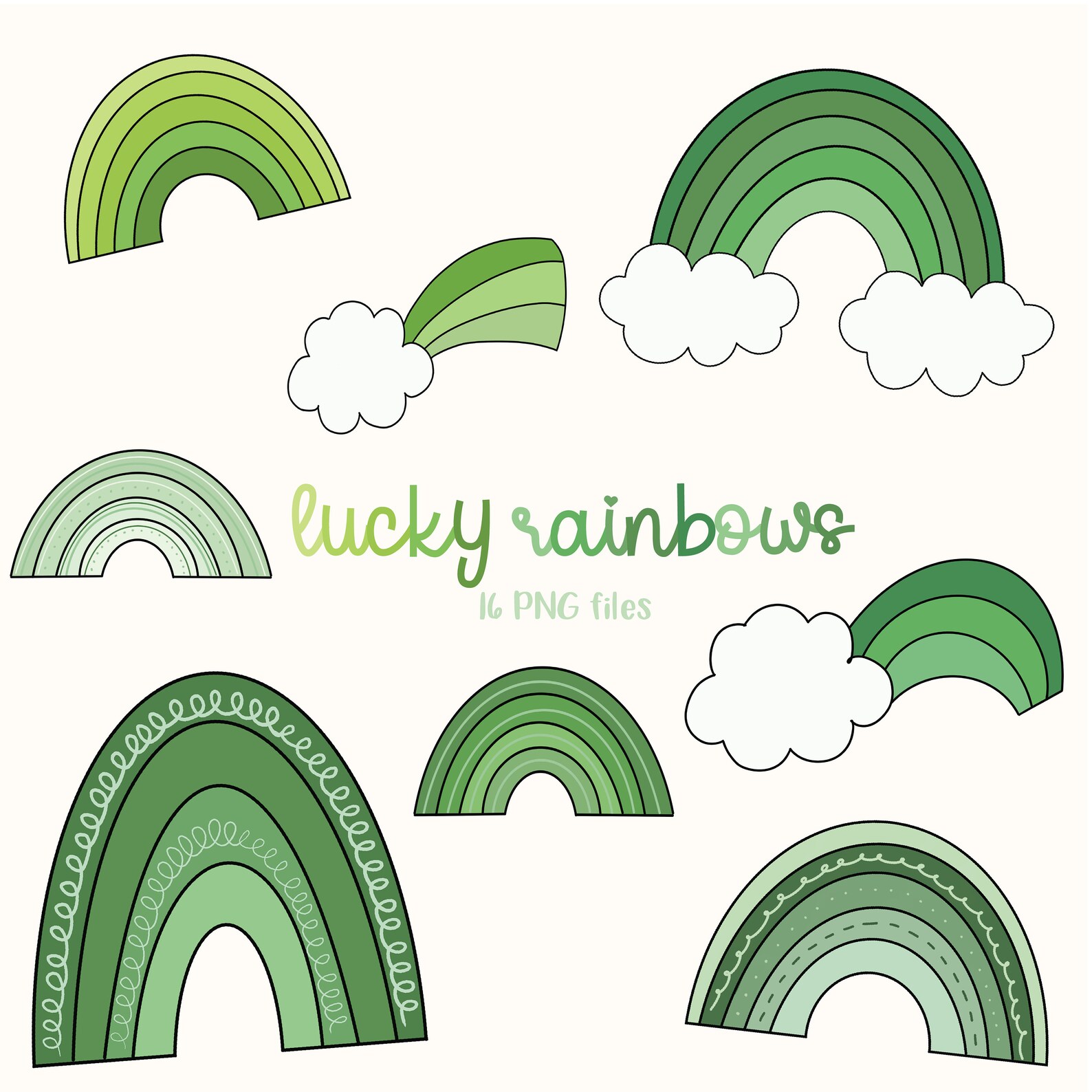 St. Patrick's Day Clipart, Green Rainbows Clipart, St. Patrick's ...