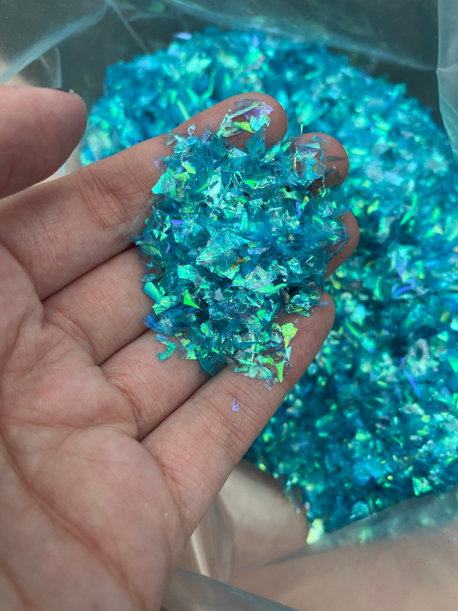 Blue Turquoise Iridescent Mylar Flakes Resin Supplies Nail - Etsy UK