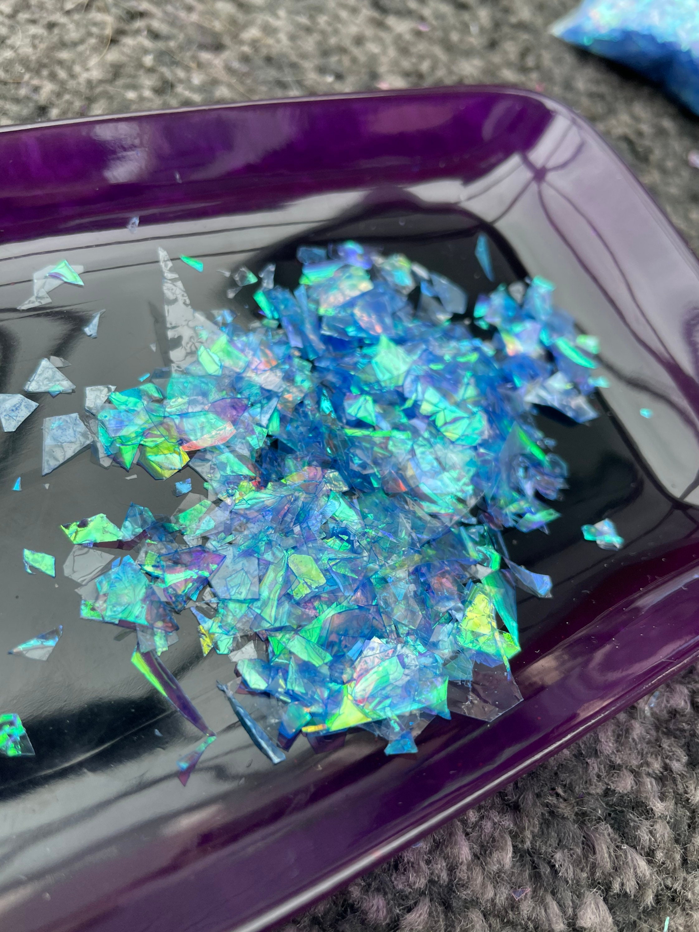 Dark Blue Iridescent Mylar Flakes, Resin Supplies, Nail Supplies, 10g ...