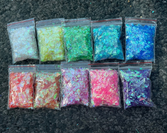 Rainbow Mylar 10 Bags, Mylar Flakes, Resin Supplies, Nail Supplies, 2 ...