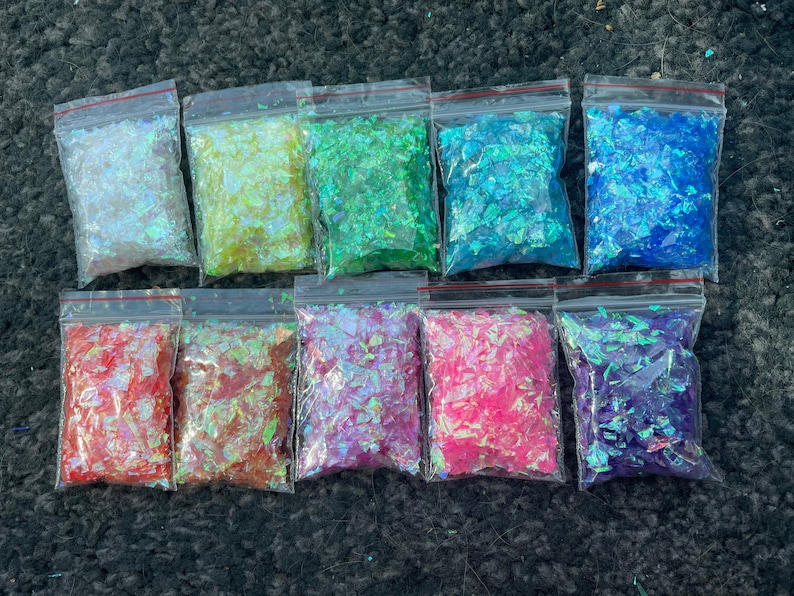 Rainbow Mylar - 10 Bags, Mylar Flakes, Resin Supplies, Nail Supplies, 2 ...