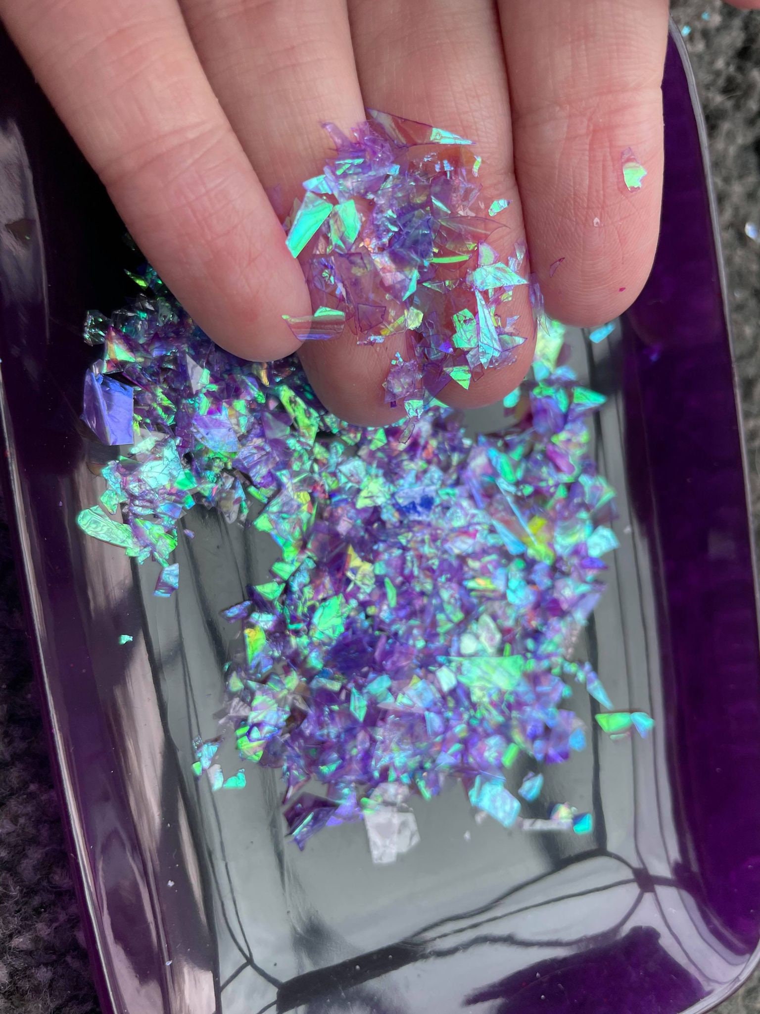 Purple Iridescent Mylar Flakes, Resin Supplies, Nail Art Supplies, 10g ...