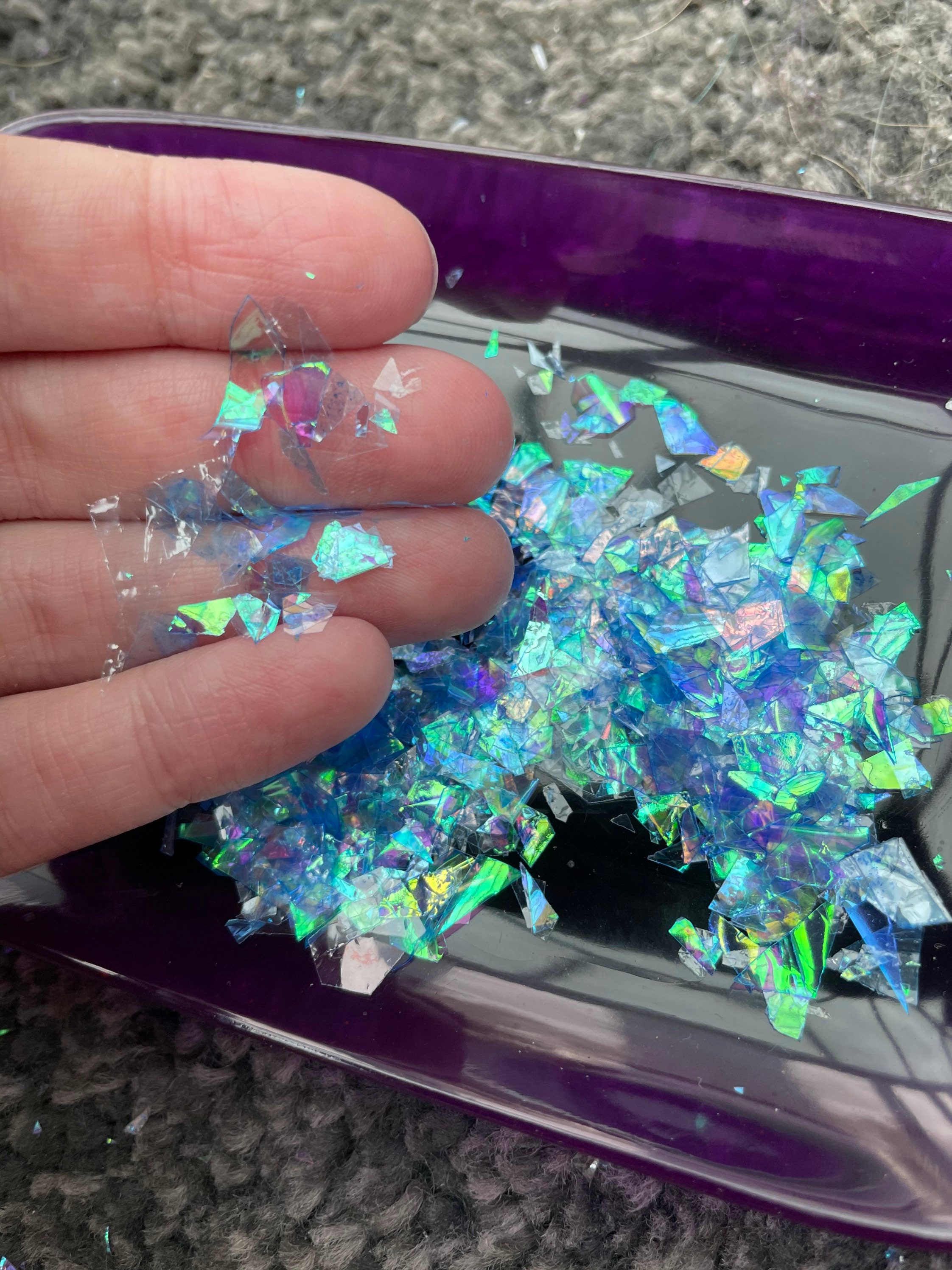 Dark Blue Iridescent Mylar Flakes, Resin Supplies, Nail Supplies, 10g ...