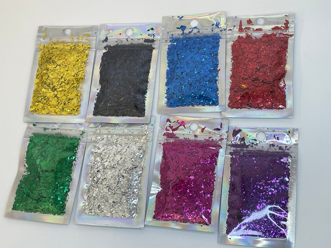 Shiny Mylar - 8 Bags, Mylar Flakes, Resin Supplies, Nail Supplies, 2-3g ...