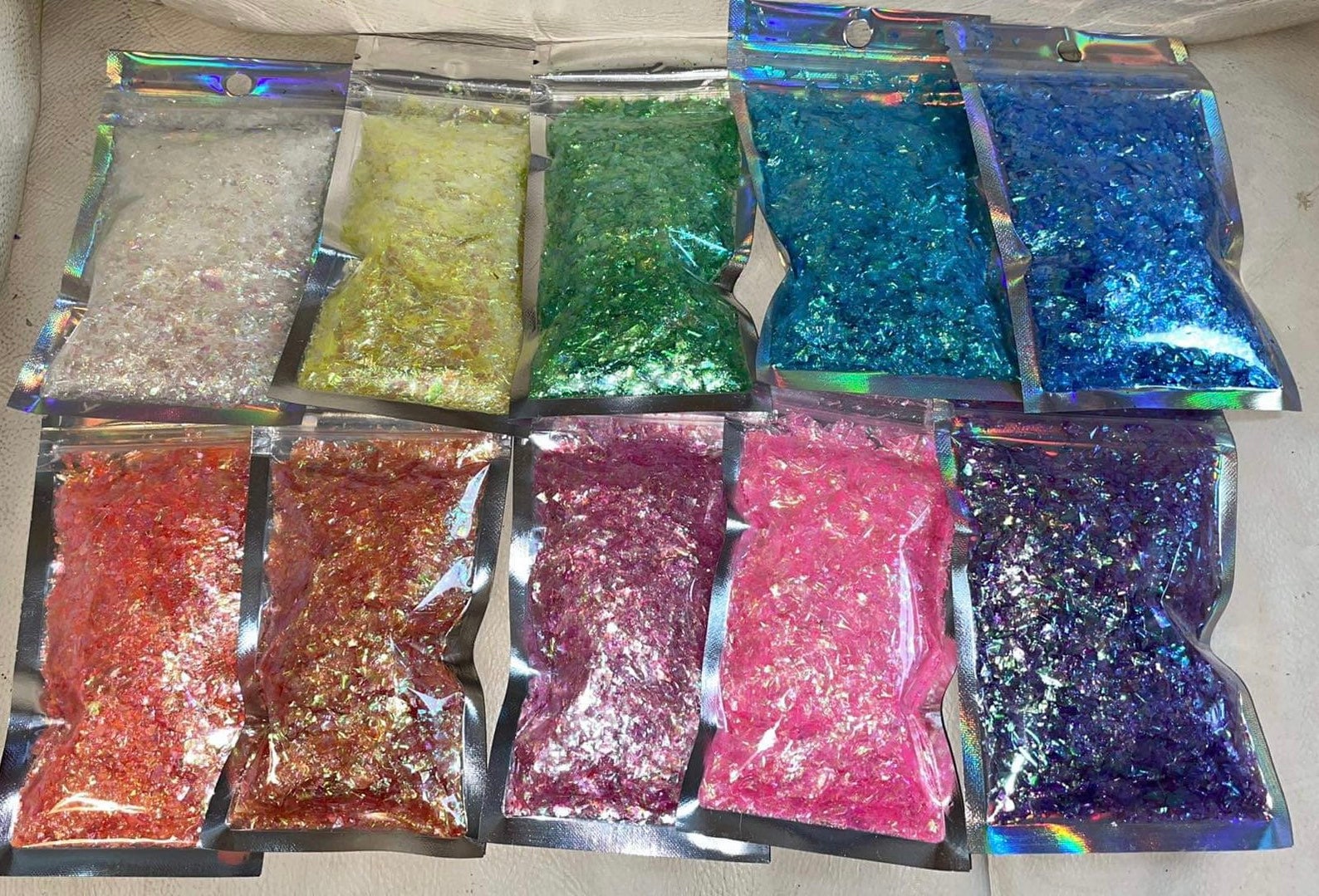 Rainbow Mylar - 10 Bags, Mylar Flakes, Resin Supplies, Nail Supplies, 2 ...