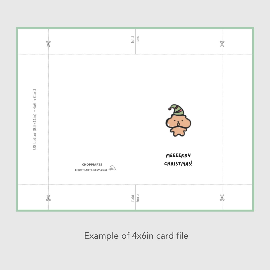 PRINTABLE Christmas Card - Cute Hamster With Elf Hat Card, Digital ...