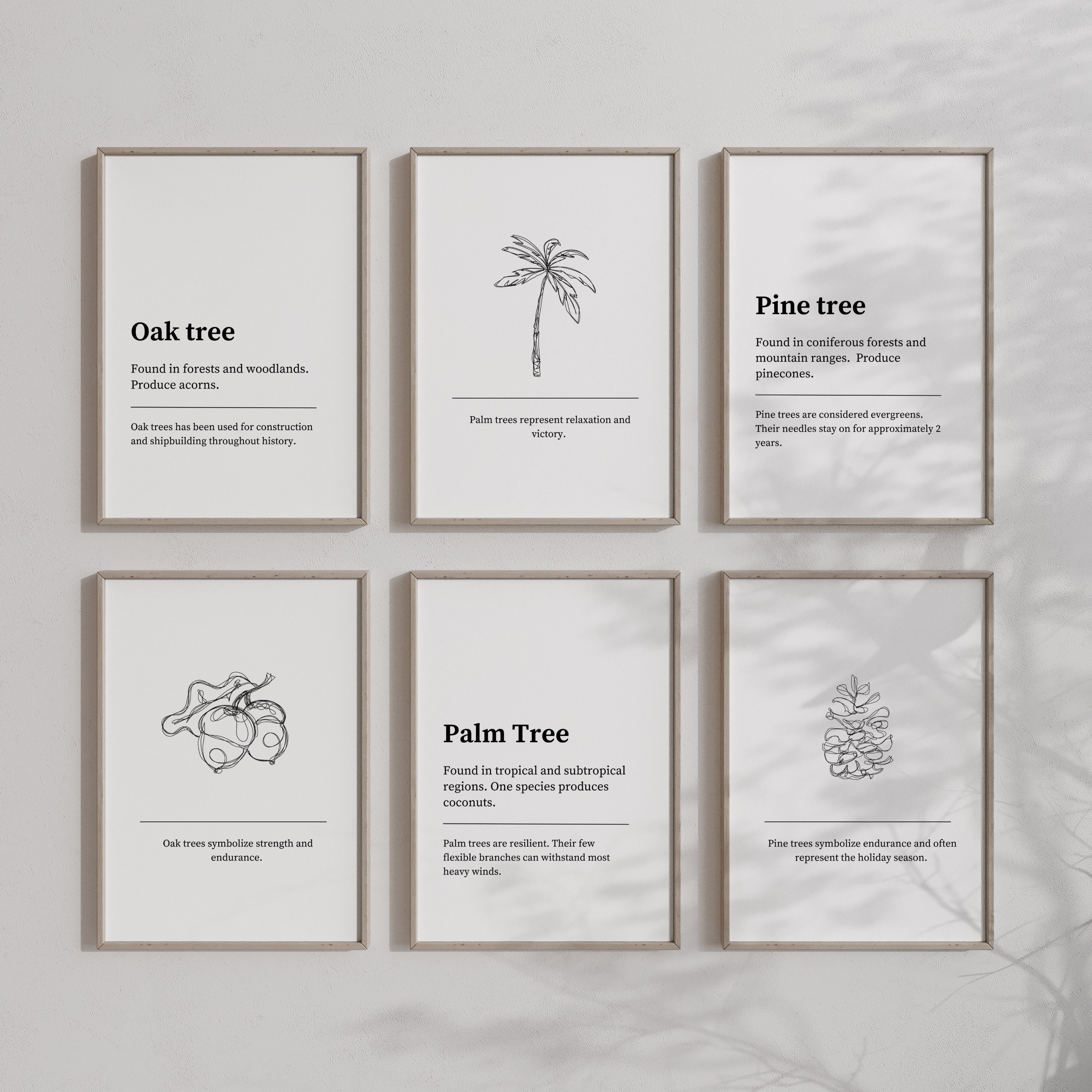 Printable Tree Set - Oak, Palm, & Pine Tree - Home Decor Wall Art ...