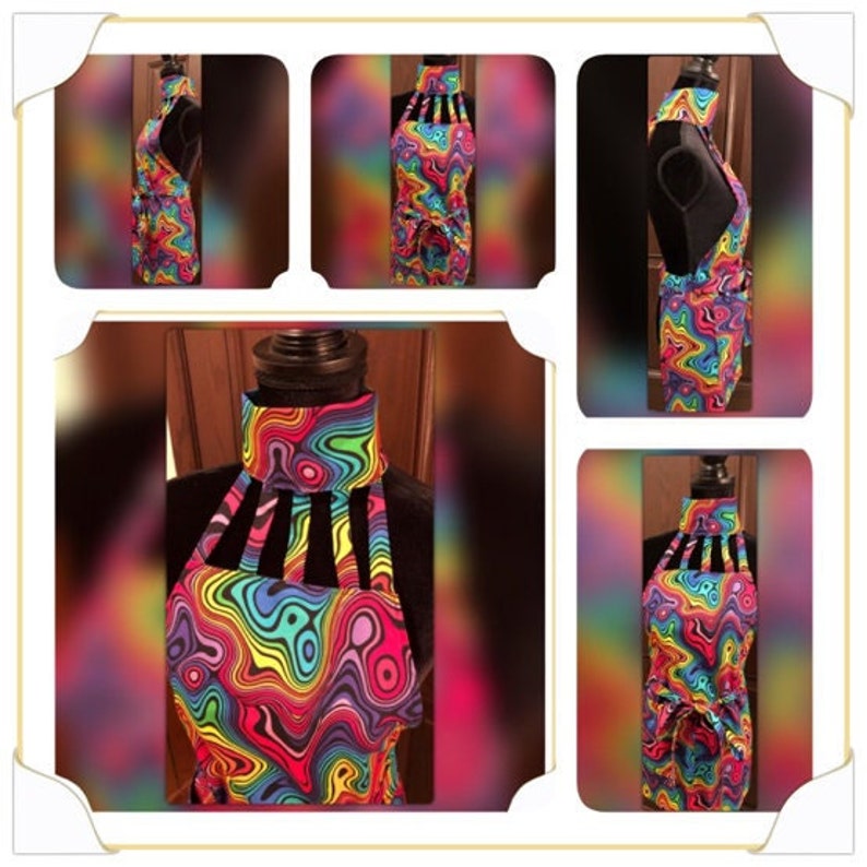 Mod 1960s Style Retrolook Apron, Psychedelic Print Apron, Bib Apron ...