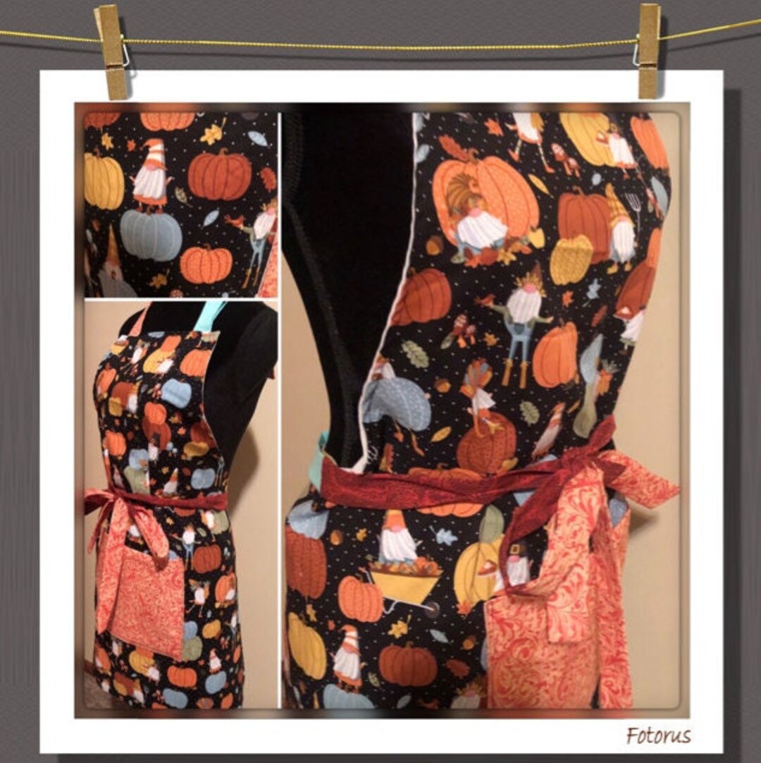 Vintage Look Aprons, Autumn Gnomes Apron, Unique Thanksgiving Fall ...