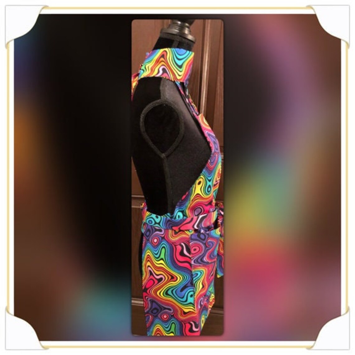 Mod 1960s Style Retrolook Apron, Psychedelic Print Apron, Bib Apron ...