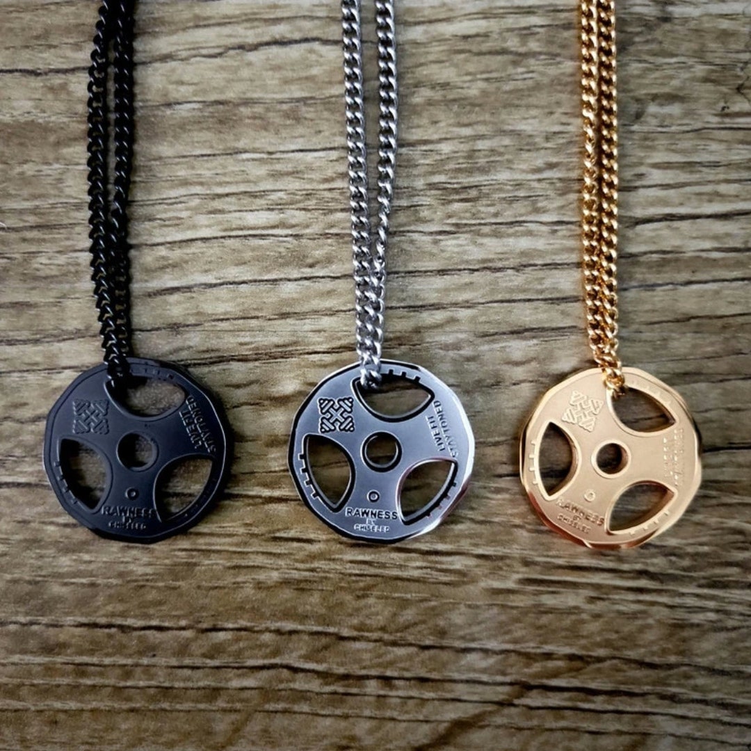 Barbell Pendant Weight Plate Necklace Fitness Jewelry Bodybuilding ...