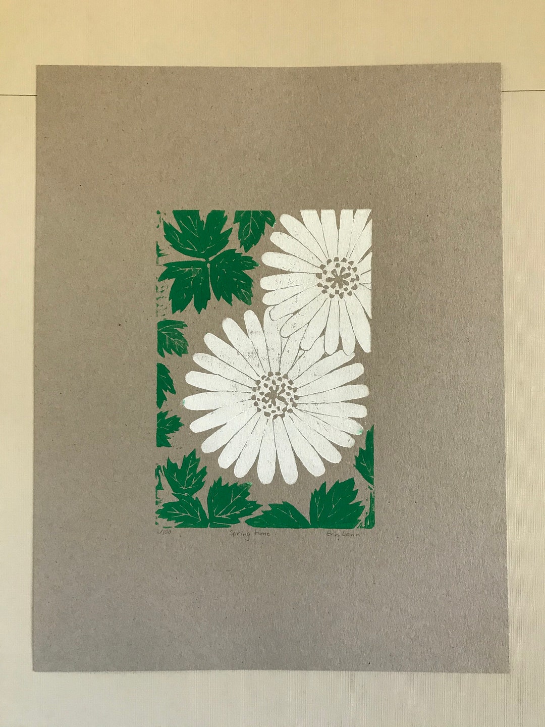 Linocut Spring Flowers - Etsy