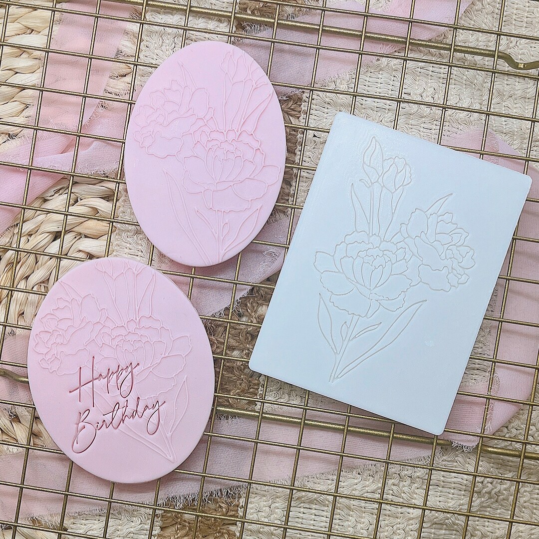 Carnation Flower Embosser Birth Flower Cookie Stamp Floral Cookie ...