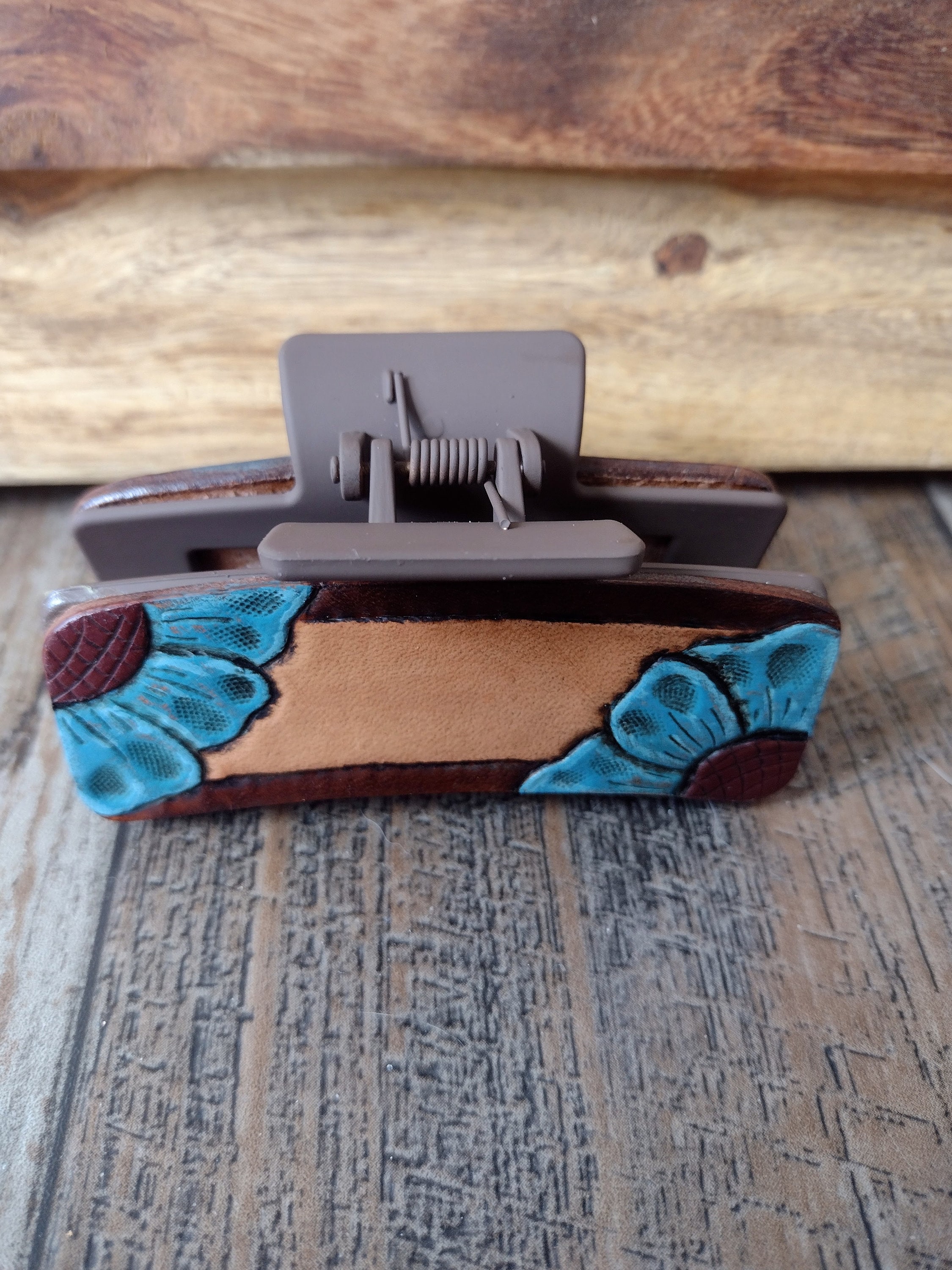 Hand Tooled Leather Claw Clips, Various Sizes, Colors & Designs YOUR ...