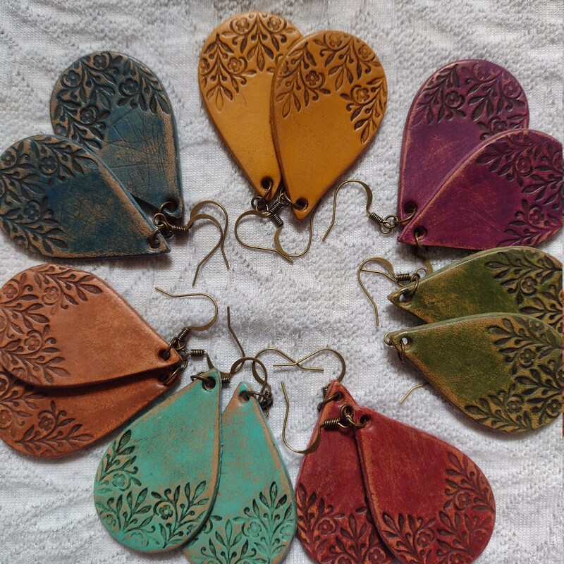 Leather Earrings - Etsy