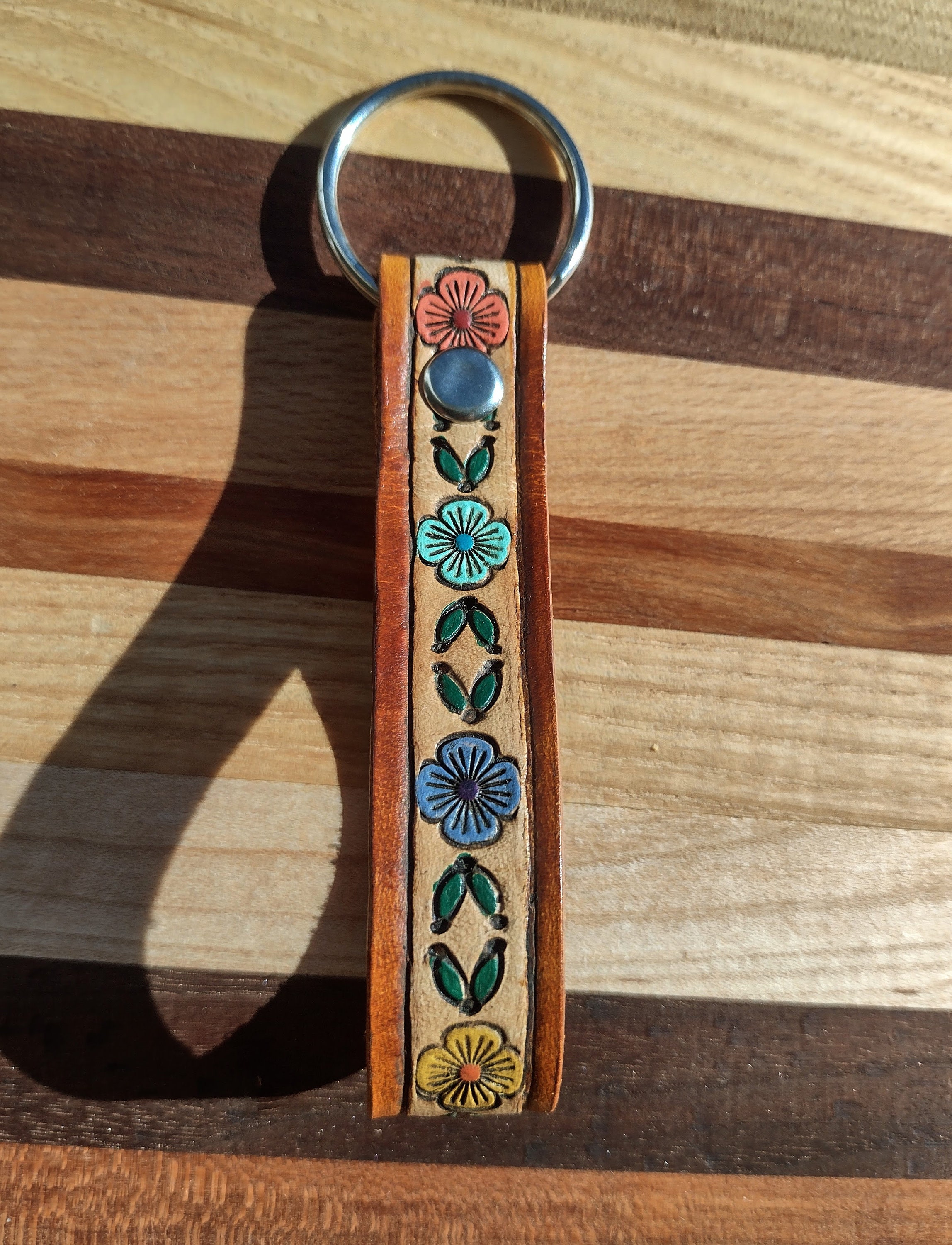 Tooled Leather Keychains / Key Fob, Variety of Designs & Colors YOUR ...