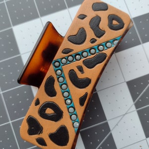 Hand Tooled Leather Claw Clips, Various Sizes, Colors & Designs - YOUR ...