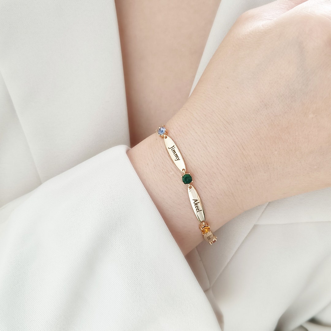 Personalized Birthstone Bracelet, Custom Name Bracelet With Birthstone ...