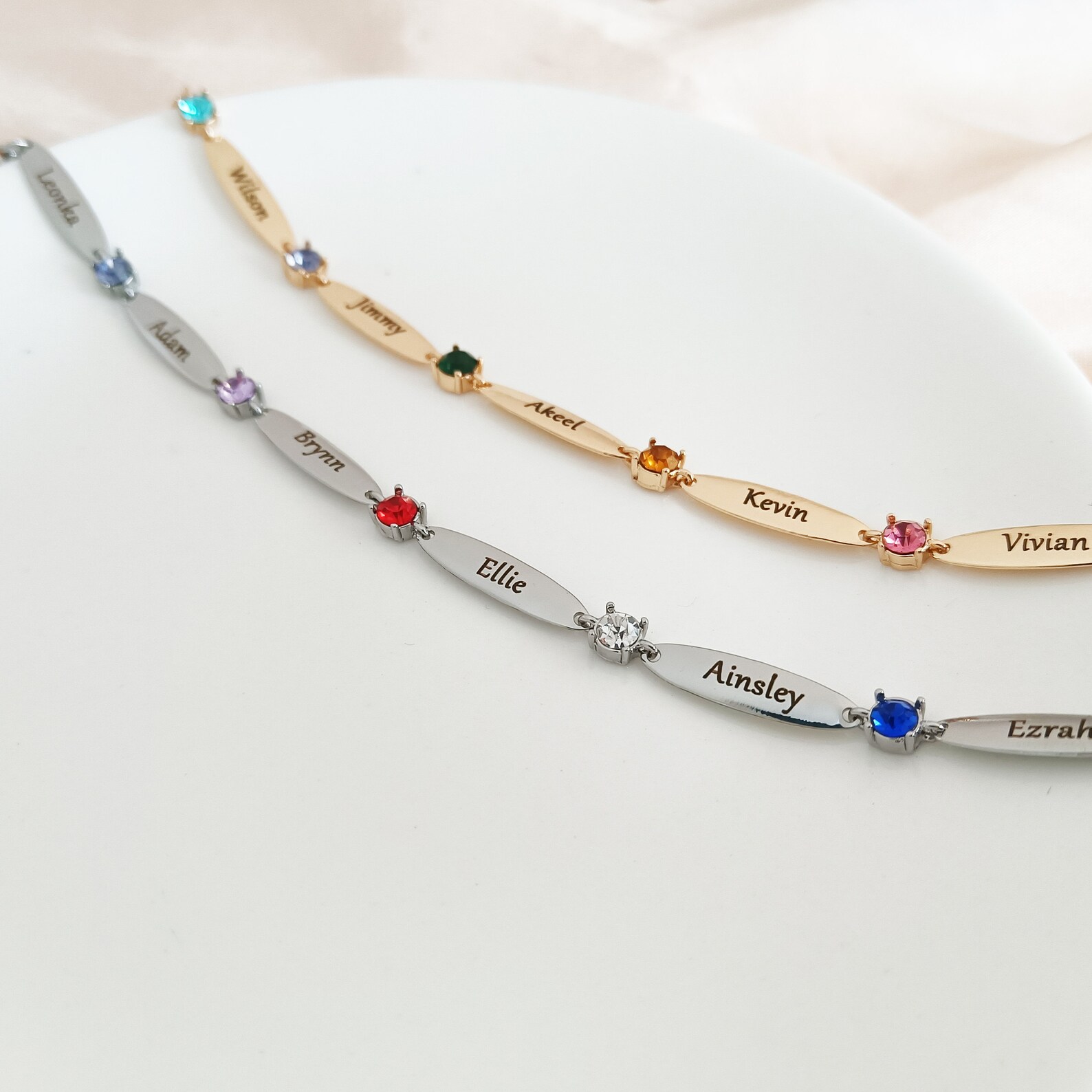 Personalized Birthstone Bracelet, Custom Name Bracelet With Birthstone ...
