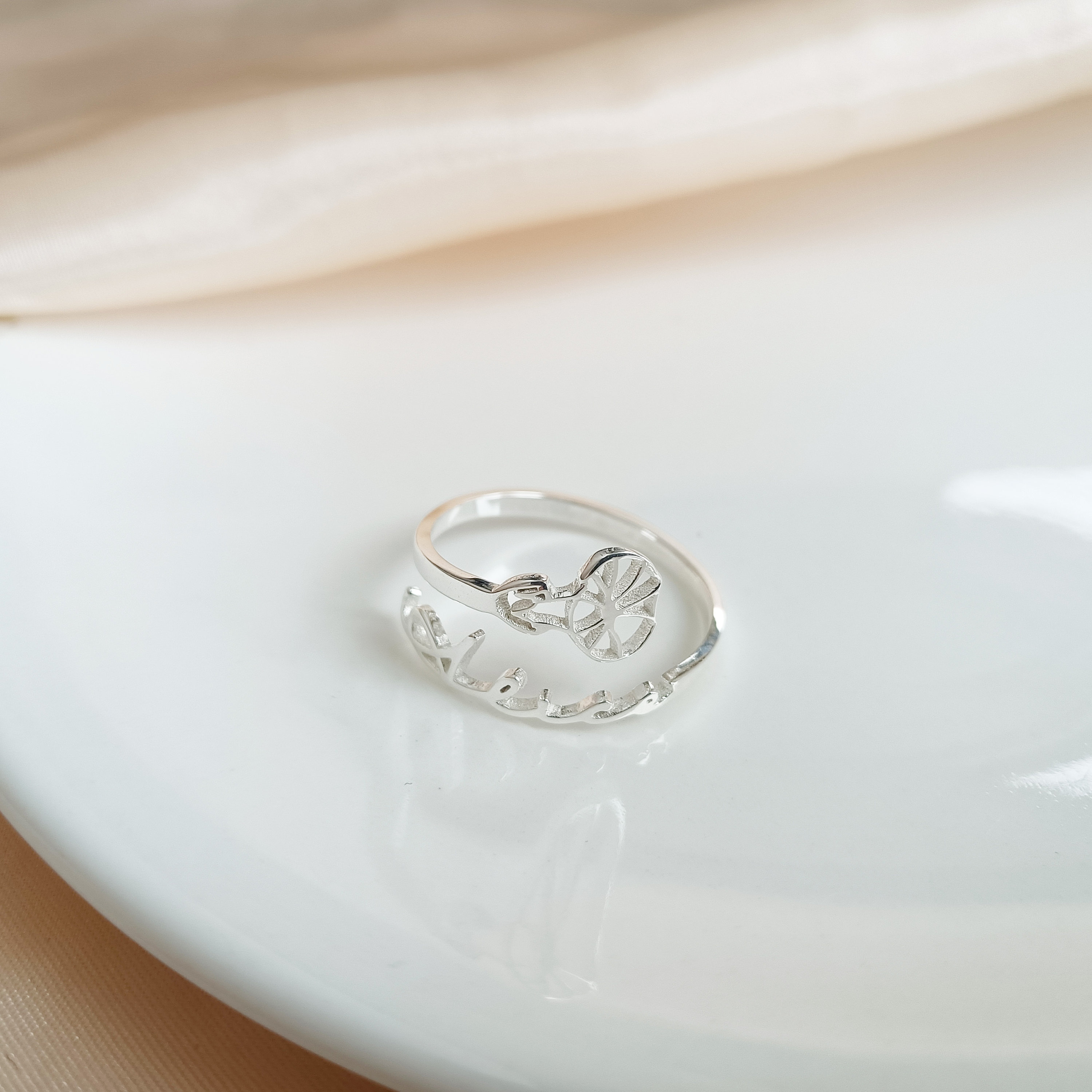 Custom Birth Flower Name Ring,personalized Name Ring,adjustable Ring ...