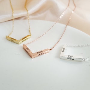 Custom V Shape Name Necklace • Couple Name Necklace • V Shape Necklace ...