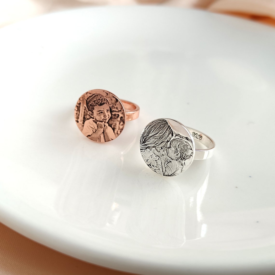 Custom Photo Ring,personalized Portrait Ring,engraved Ring,silver Ring ...