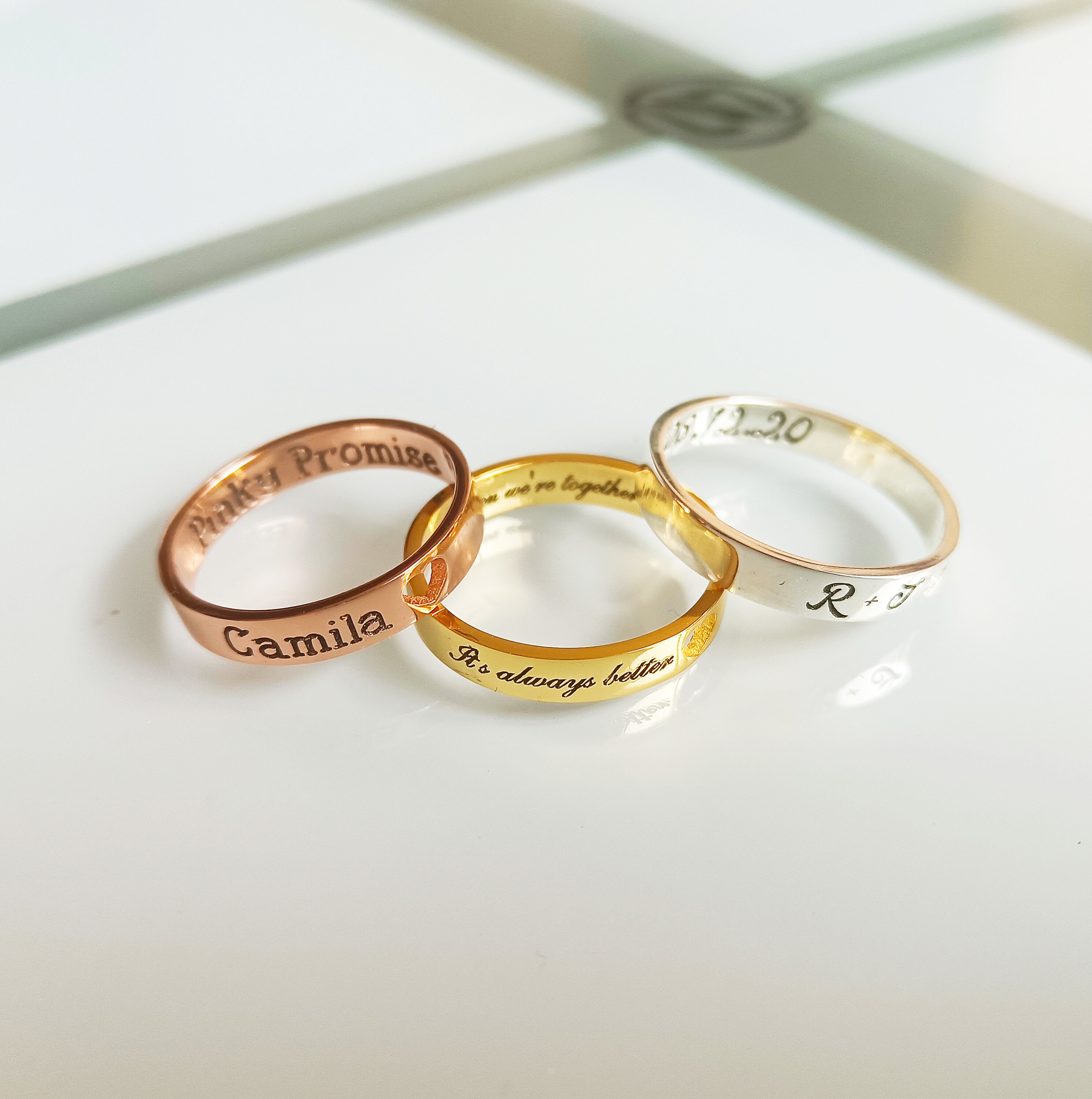 Personalized Inside Outside Engraved Ring Custom Stacking - Etsy