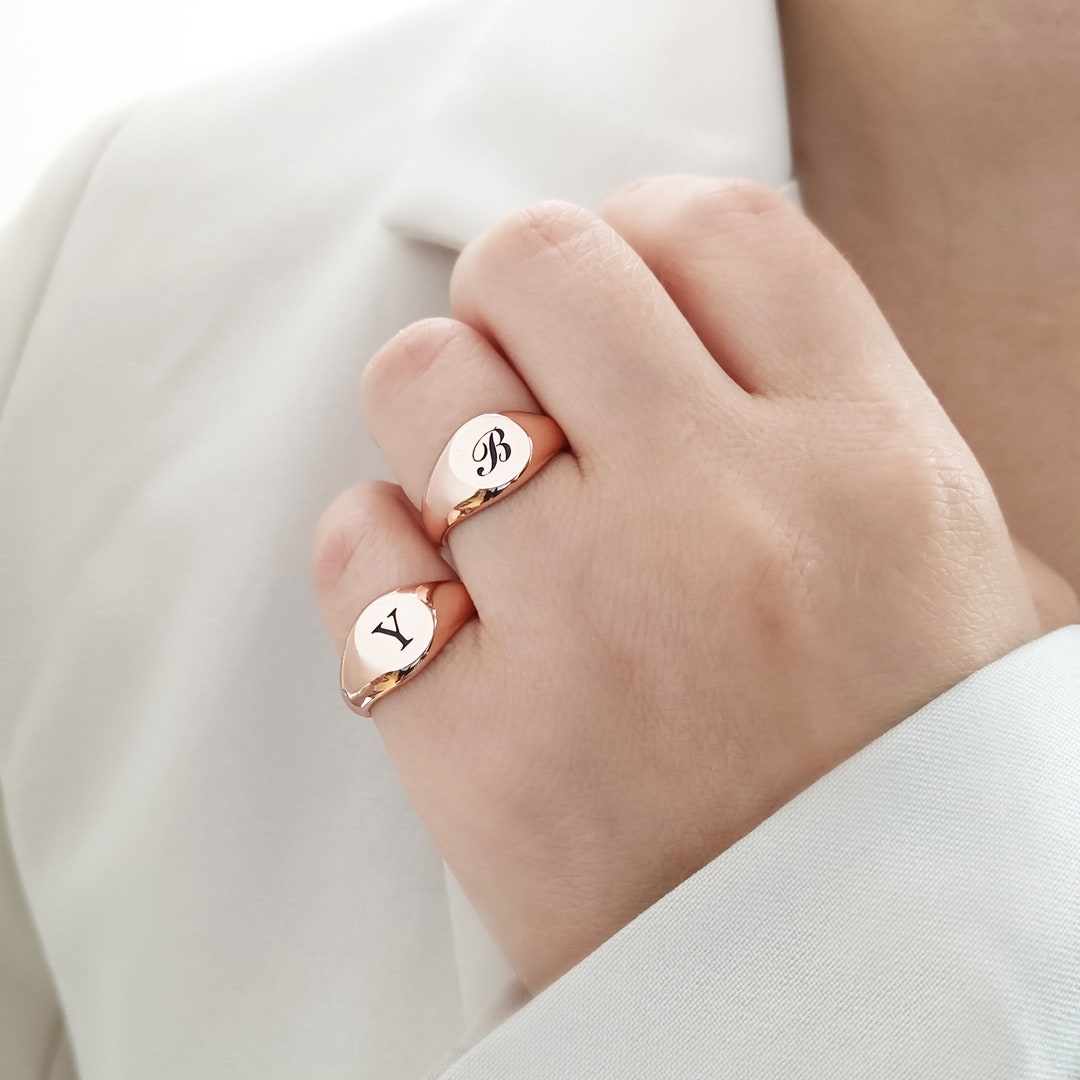 Initial Signet Ring • Custom Initial Ring • Personalized Letter Ring ...